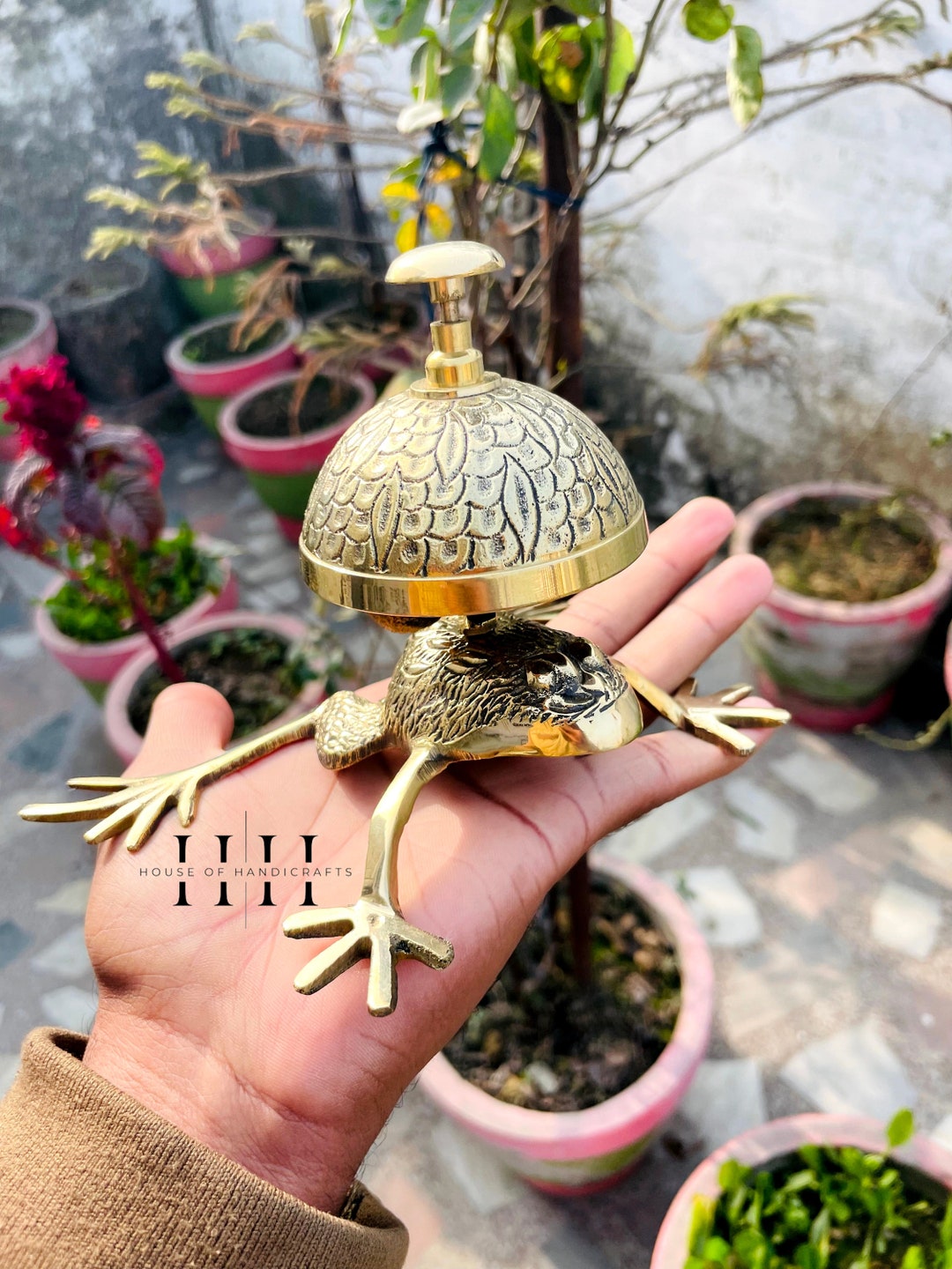 Antique Brass Frog Style Desk Bell Nautical Hotel Counter Reception ...