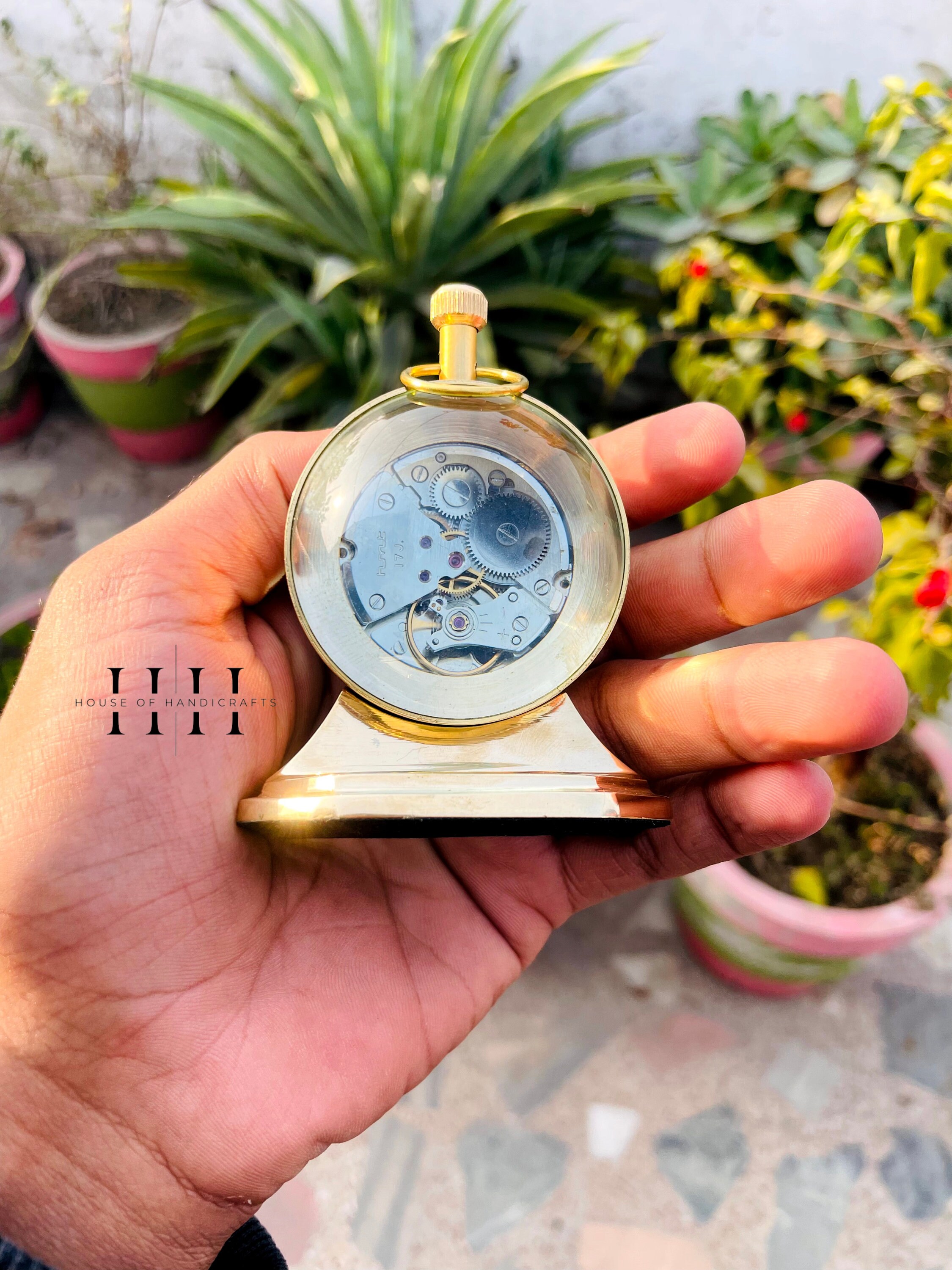 Beautiful Antique Look Tiny Clock Mechanical Table Desk Clock Curved ...