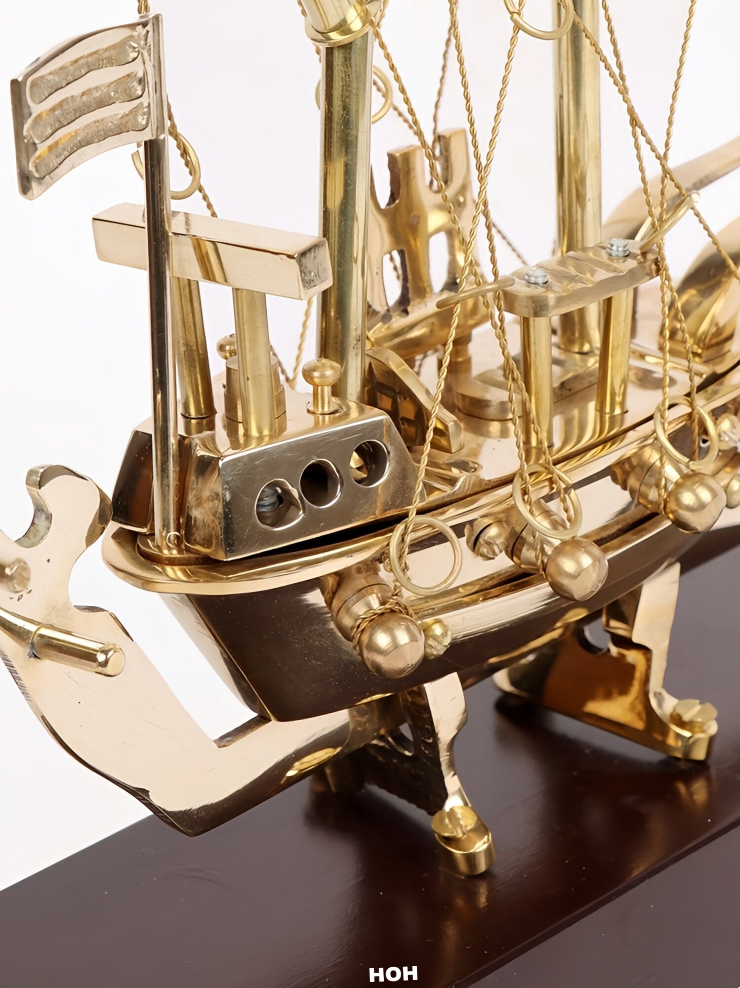 Antique Brass Ship 10 Inches ,with Wooden Base Pure Brass Heavy Ship ...
