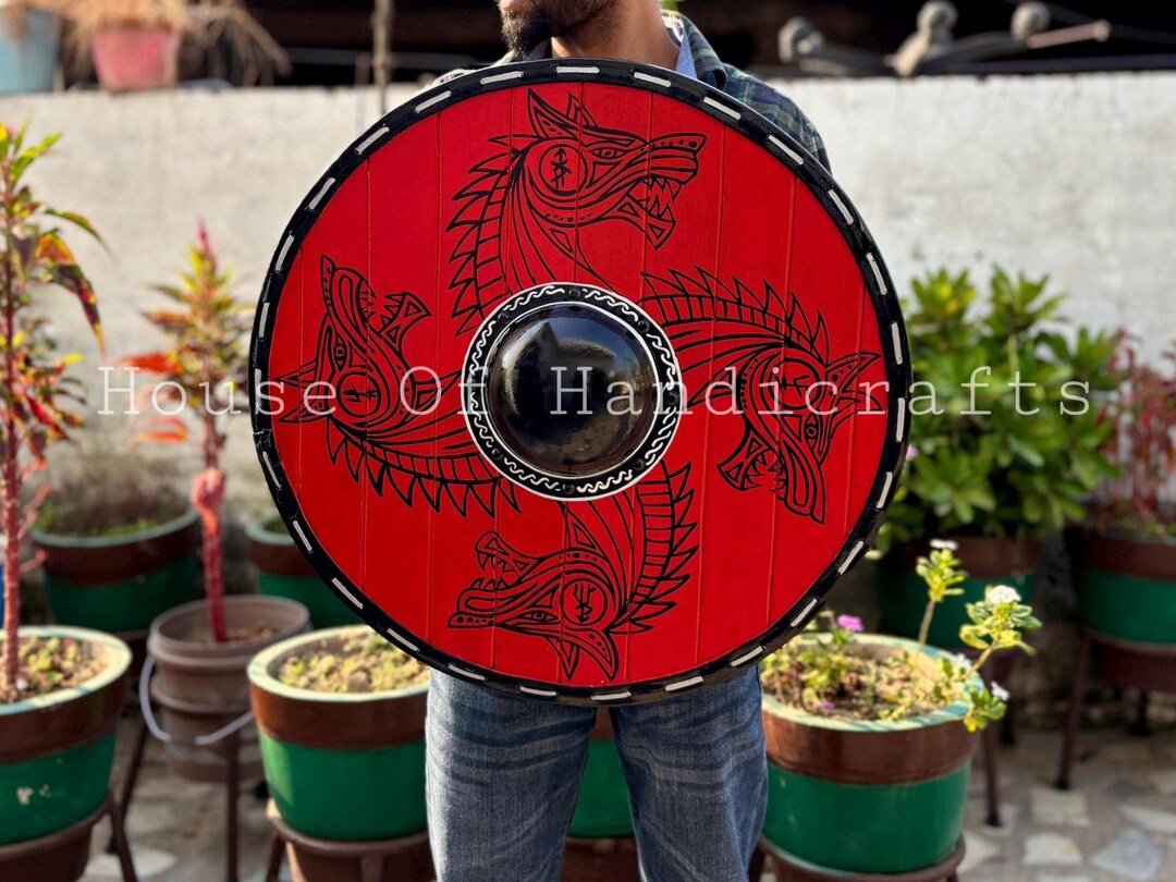 Handmade Viking Shield: Four-headed Dragon, Battle Ready, Cosplay ...