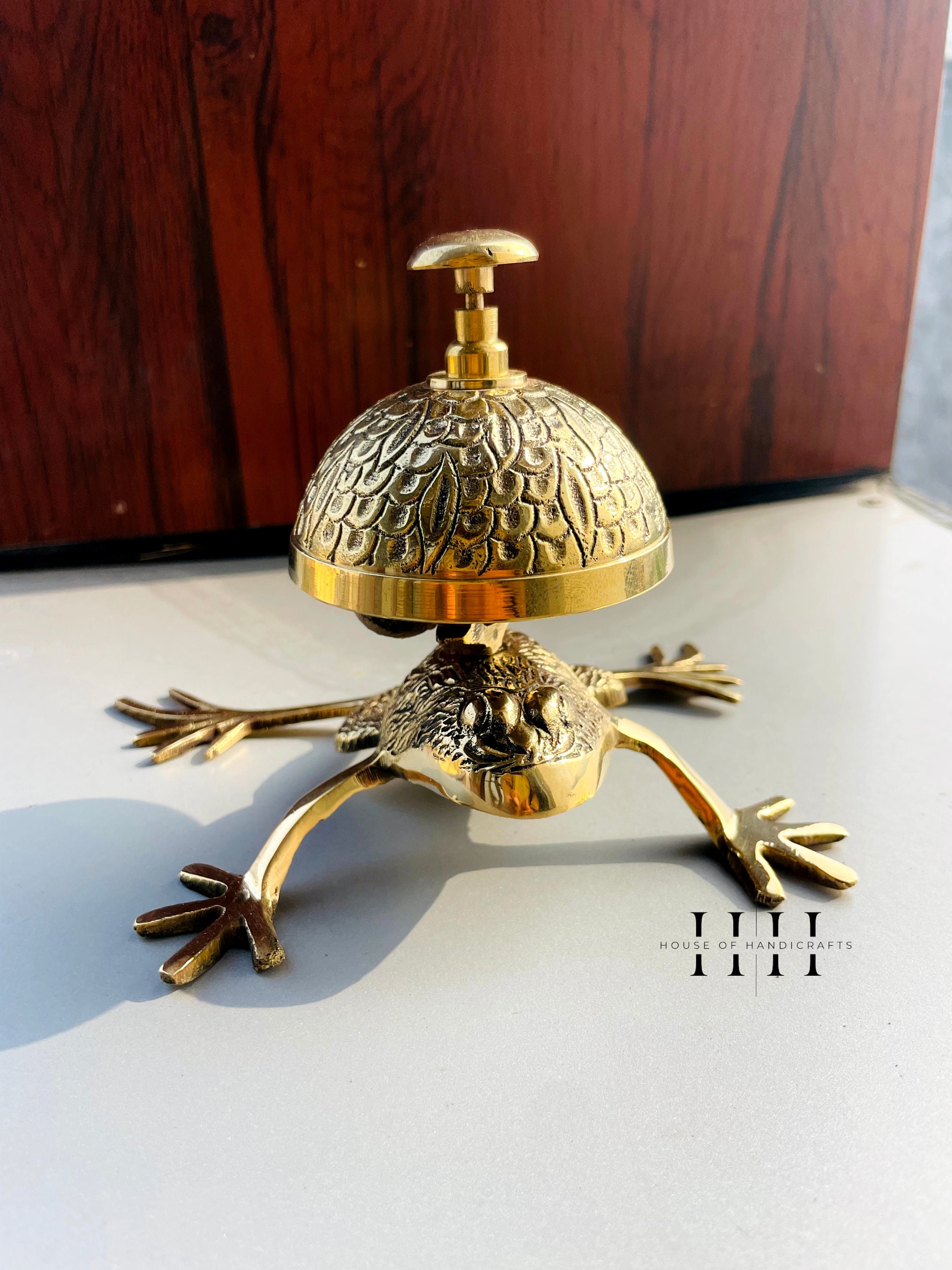 Antique Brass Frog Style Desk Bell Nautical Hotel Counter Reception ...