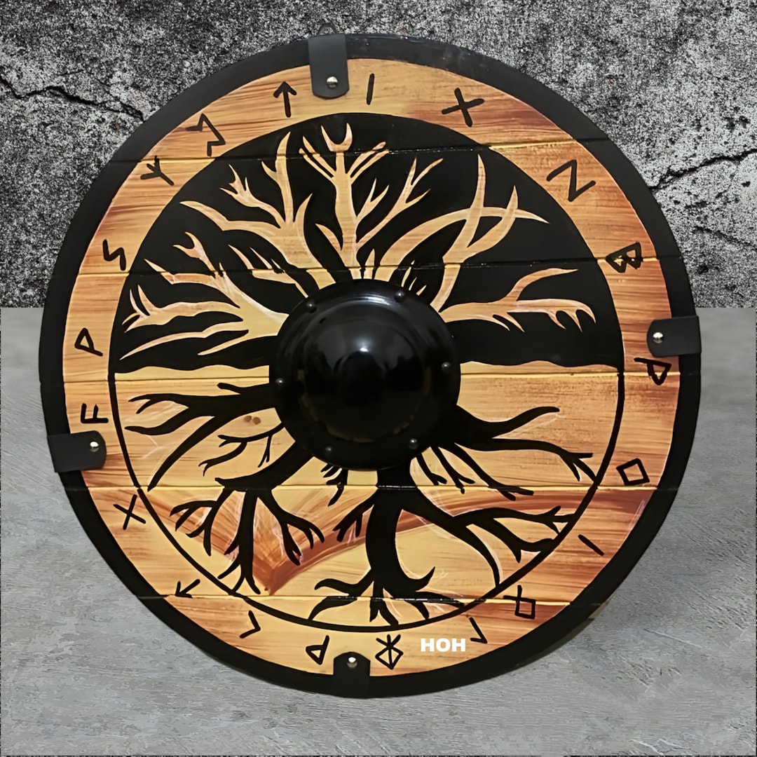 Viking Wooden Tree Round Shield,handmade Viking Shield 24 and 30 Inches ...
