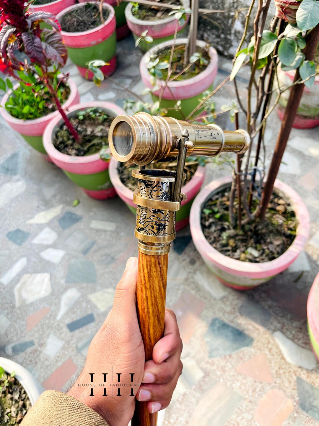 Antique 1920 London Walking Stick ,telescope Compass Walking Stick ...