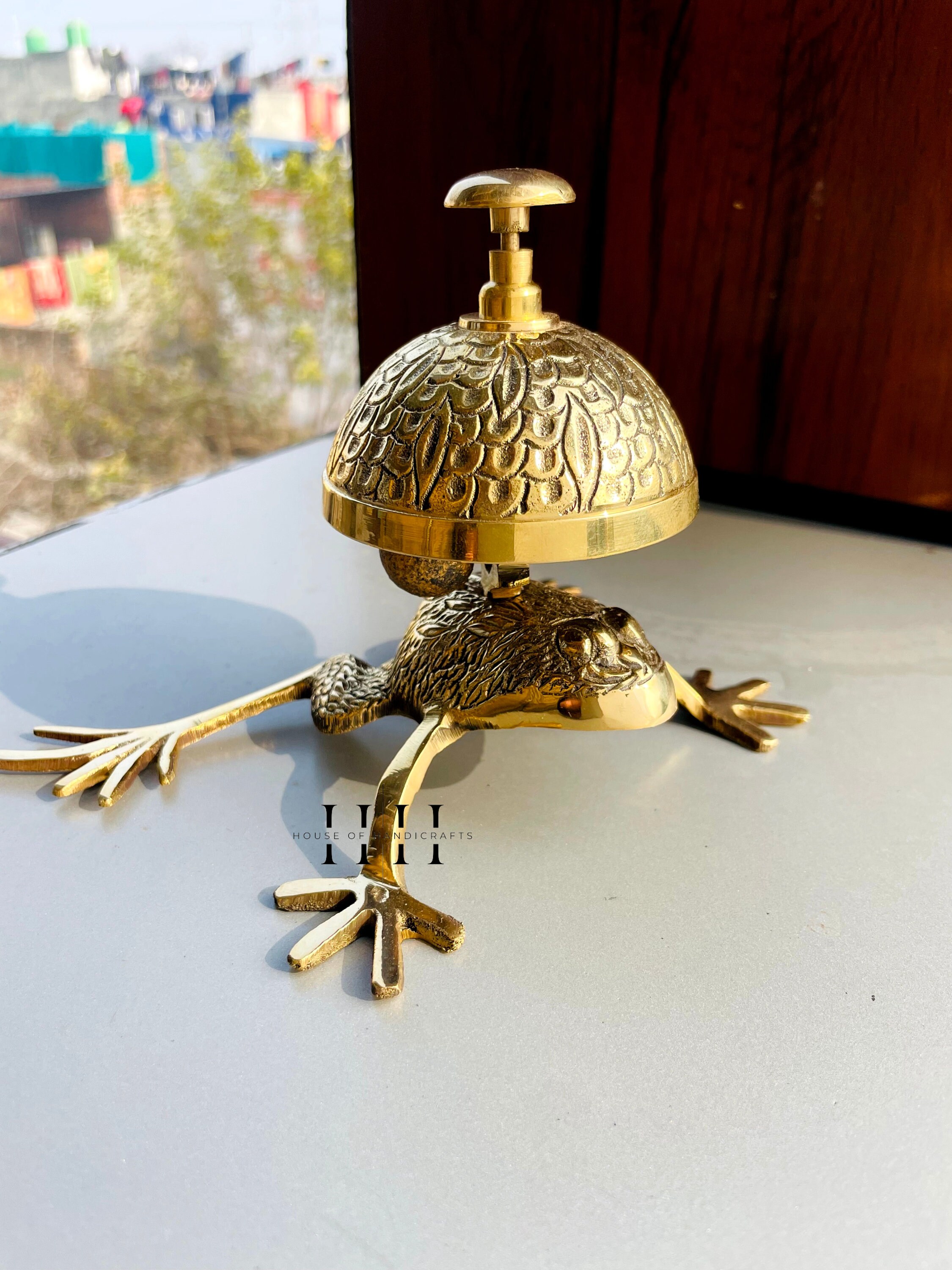 Antique Brass Frog Style Desk Bell Nautical Hotel Counter Reception ...