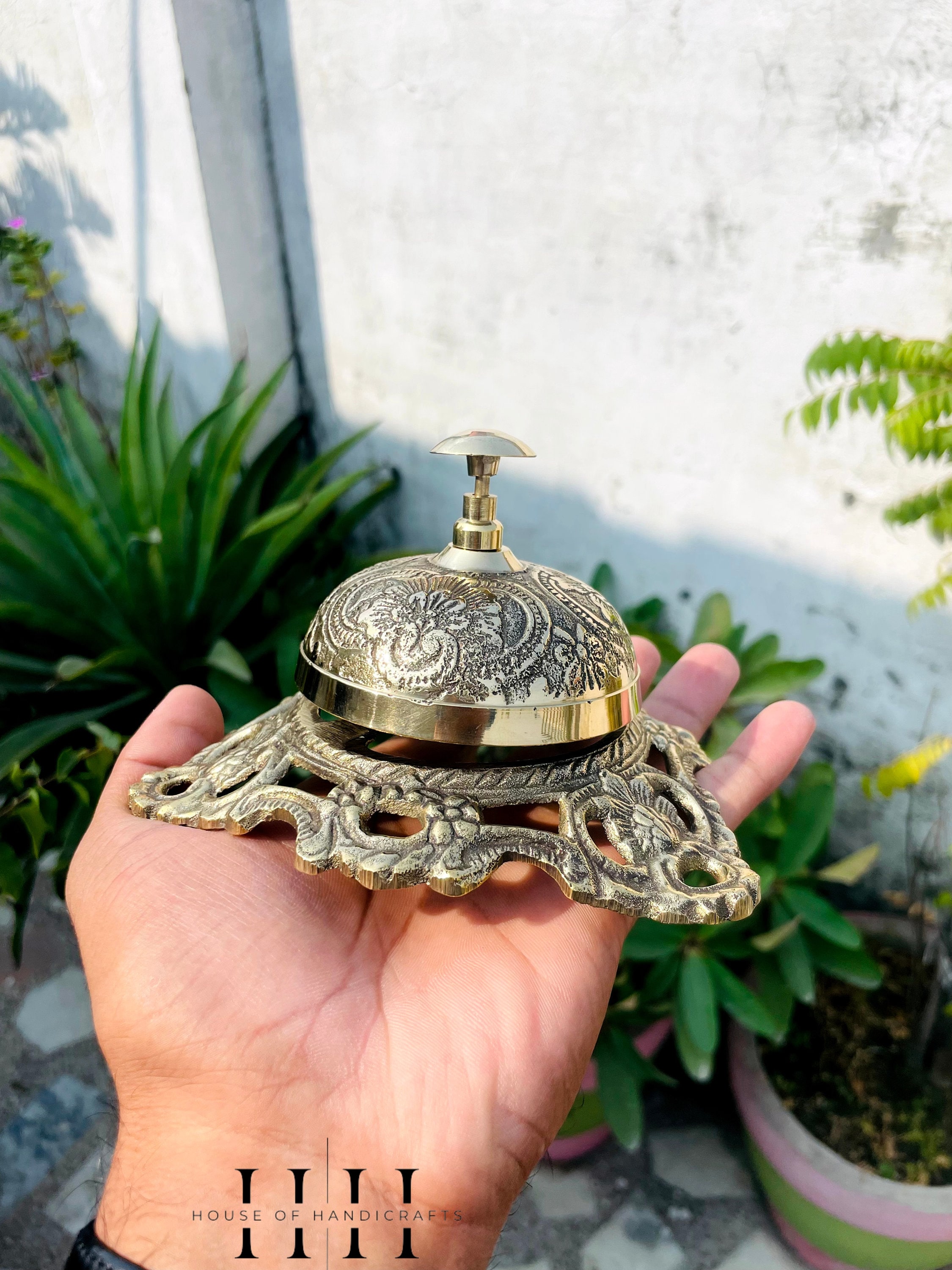 BRASS DESK BELL Front Desk Counter Bell ,service Bell,office Purpose ...