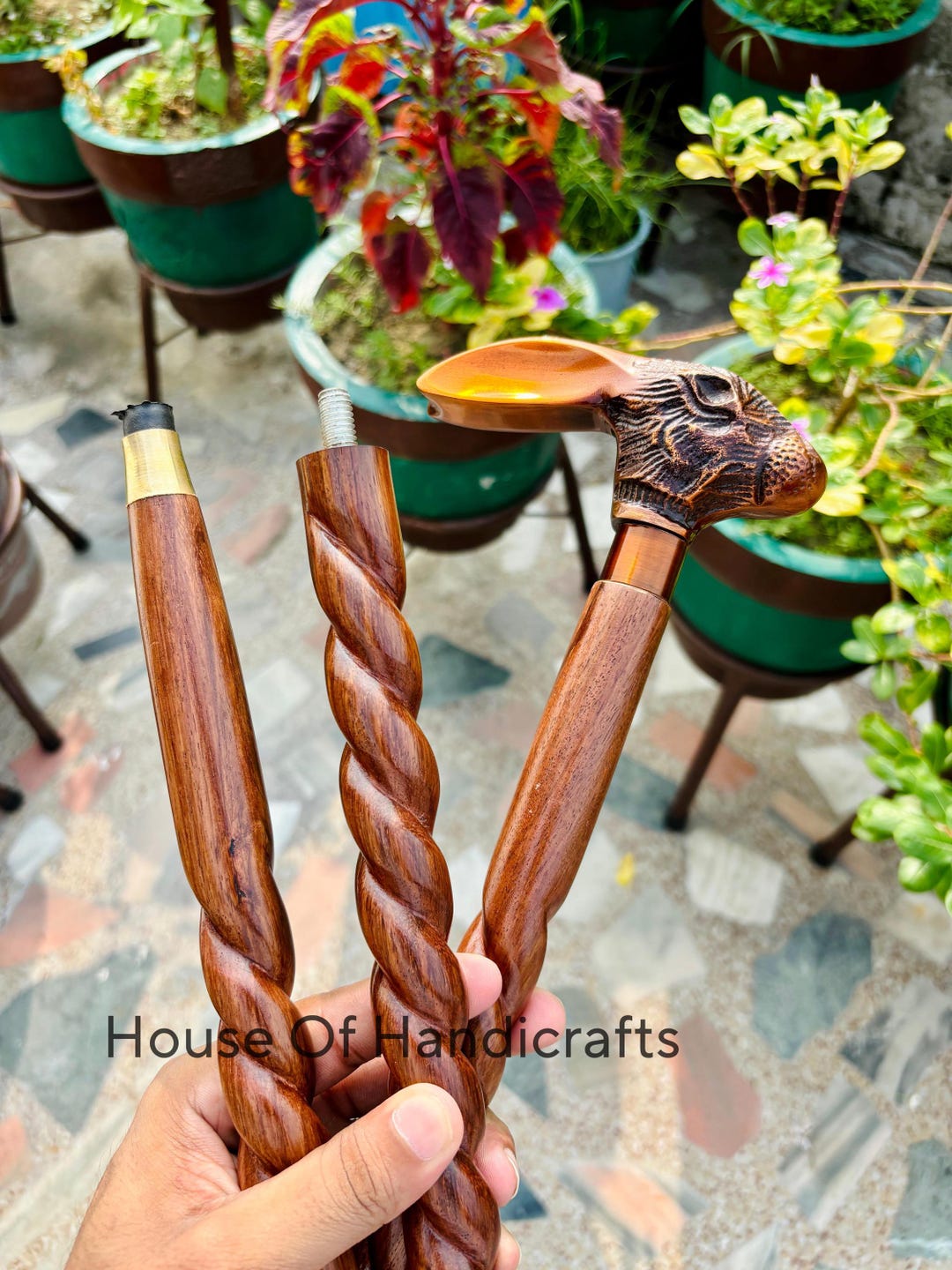 Brass Rabbit Head Walking Stick,walking Cane,victorian Wooden Stick ...