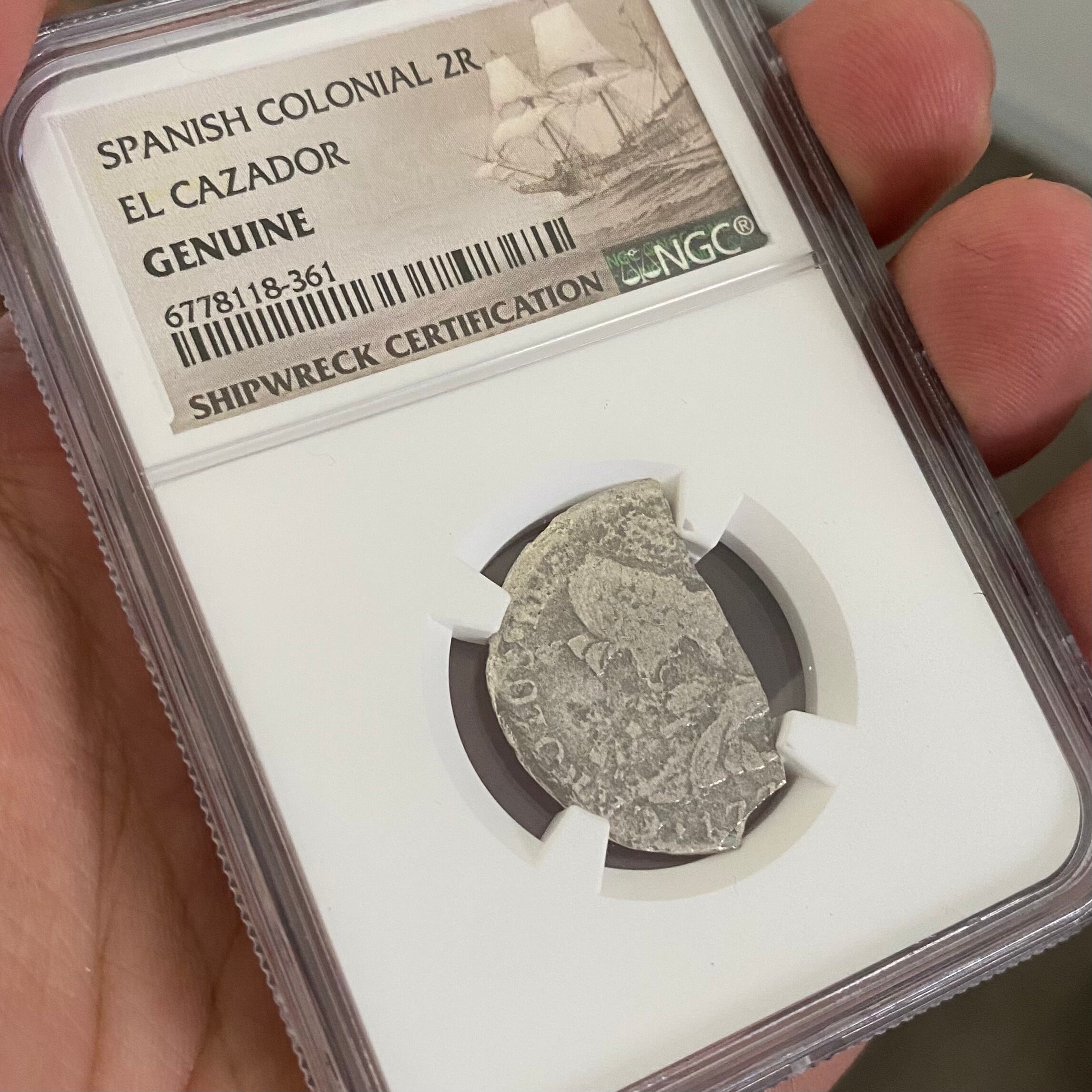 Shipwreck Ship Wreck Silver Coin El Cazador 2 Reales Spanish Colonial ...