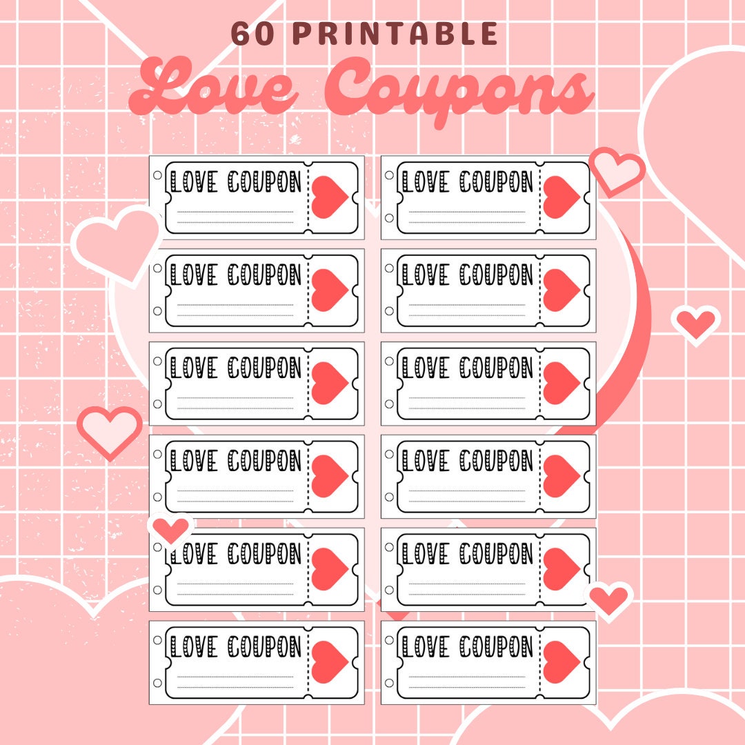 Printable Love Coupons, Digital Love Coupons, Valentine's Day ...