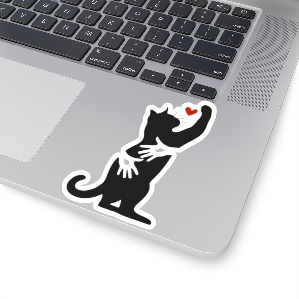 Cat Hug Sticker Silhouette of Hugging a Cat I Love Cats Sticker Cat ...