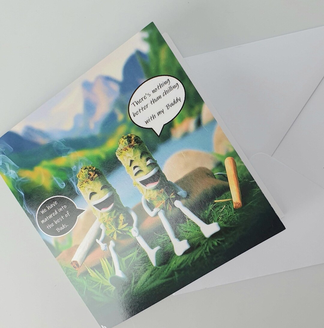 Weed Cannabis Stoner Birthday Thank You Greeting Card Celebration Card ...
