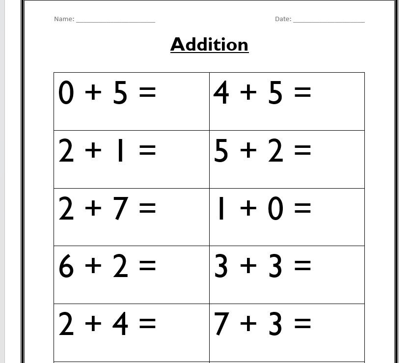 50 Single Digit Addition Worksheets - Etsy