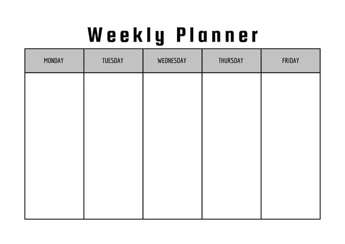 Weekly Planner Monday to Friday - Etsy