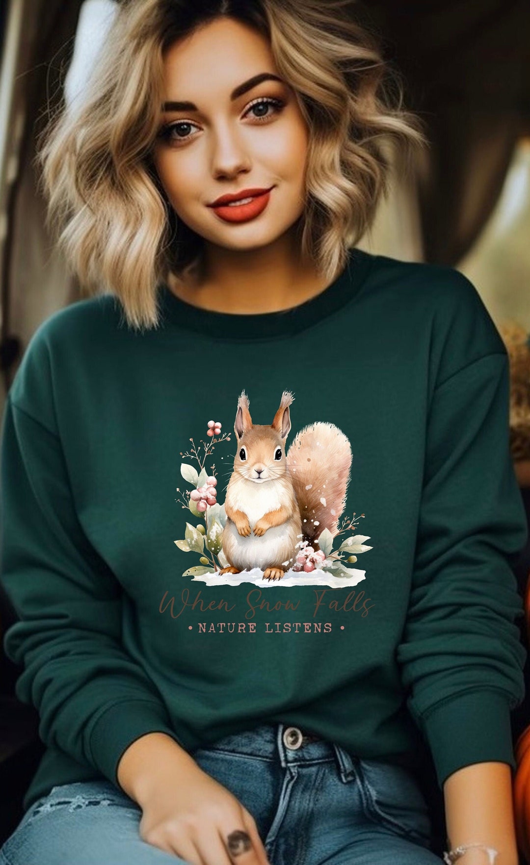 Cute Squirrel Sweater Cozy Winter Sweatshirt Sweater - Etsy