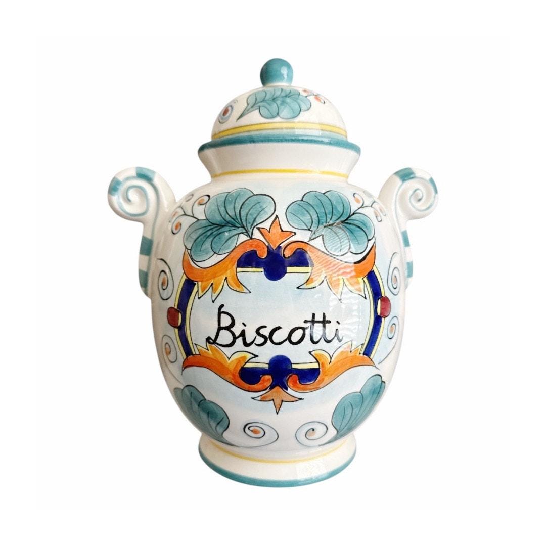 Vintage Hand Painted in Italy Ceramic Biscotti Jar - Etsy