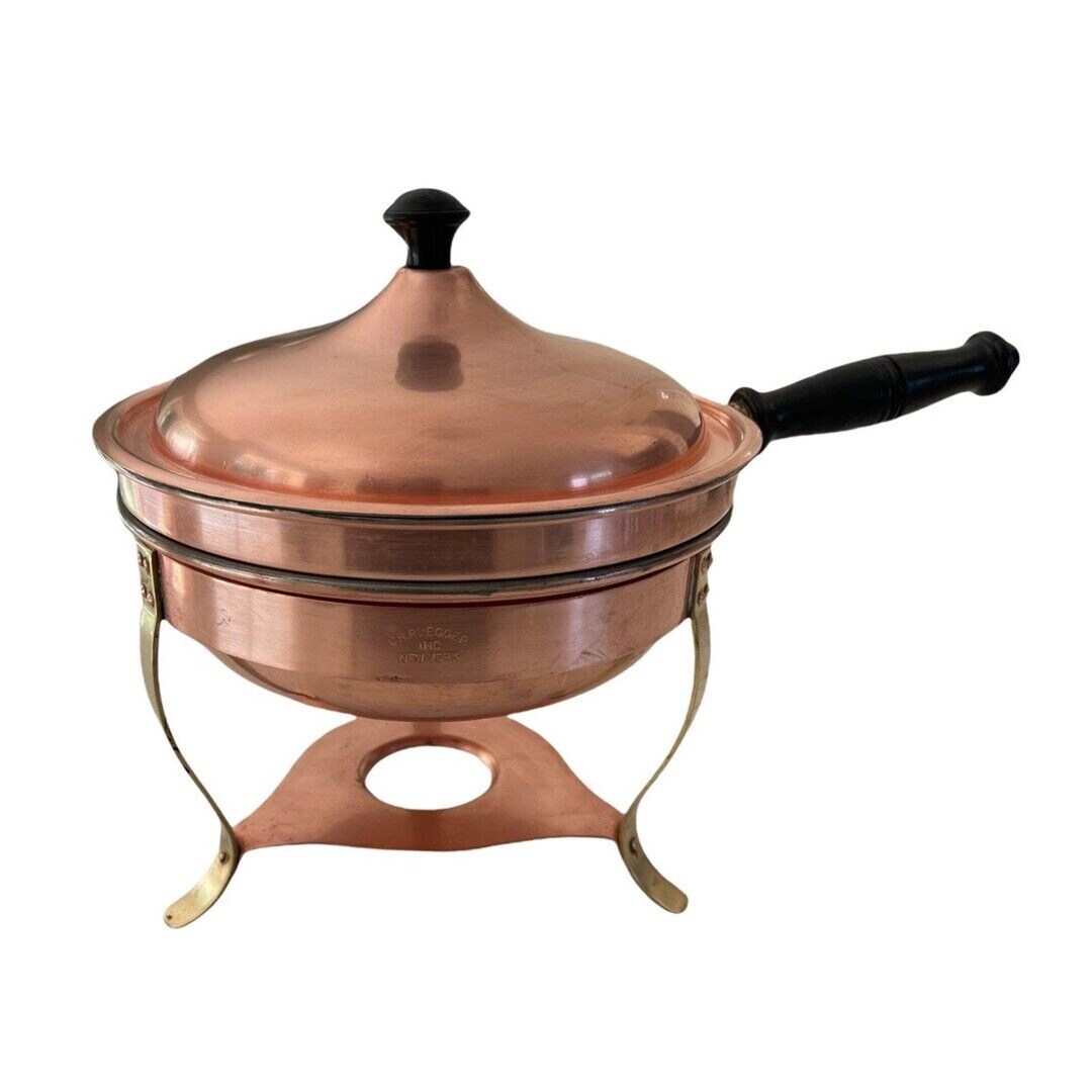 Vintage Ruegger Copper 3-pc Chafing Pot Warmer and Copper Cup - Etsy