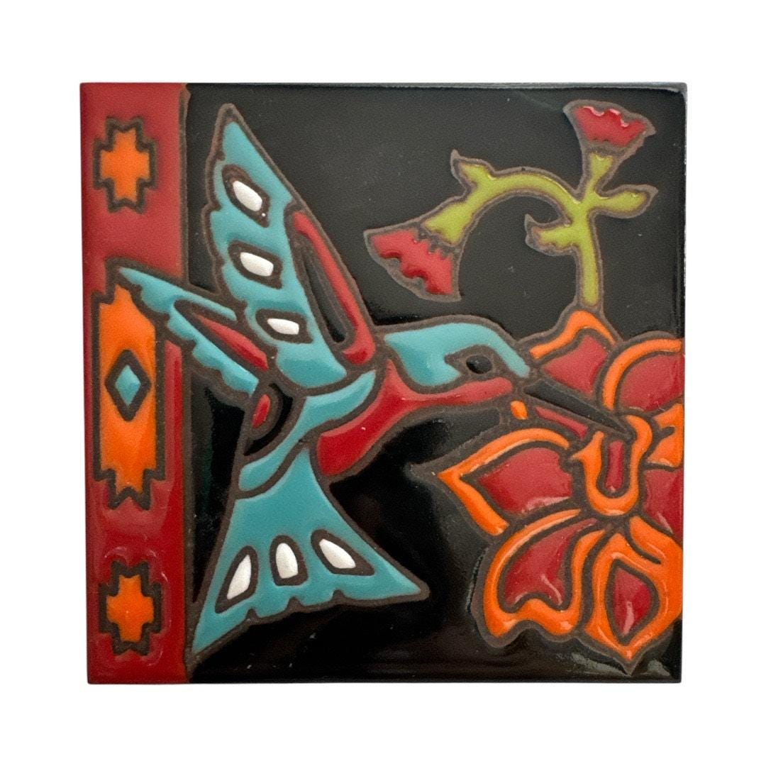 Hand Glazed Colorful Hummingbird Mini Tile 4” X 4” - Etsy