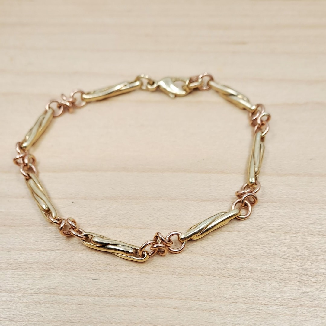 Vintage 9ct Gold Clogau Bracelet Yellow & Rose Gold Solid Links - Etsy