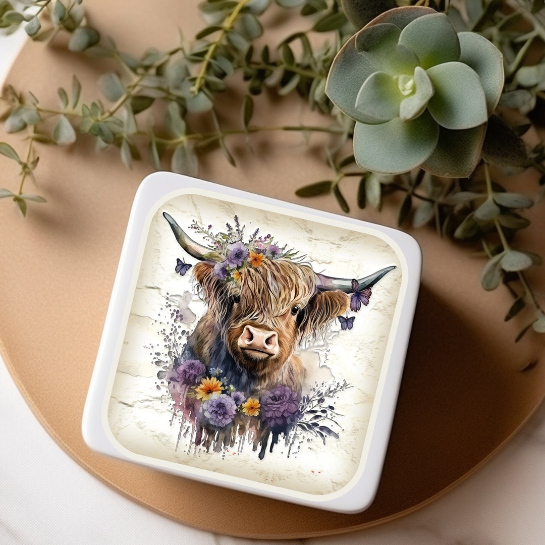 Highland Cow Decor, Cute Coasters, Highland Cow Coaster, Cute Coaster ...