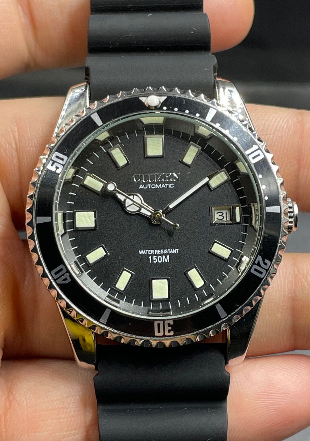 Rare Vintage Citizen Diver 150M Black Dial Automatic Men's - Etsy