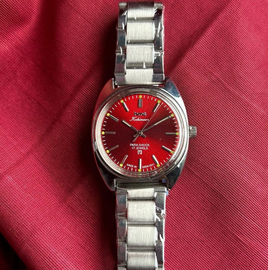 Rare Vintage HMT Red Sunburst Dial Transparent Back Push Lock - Etsy