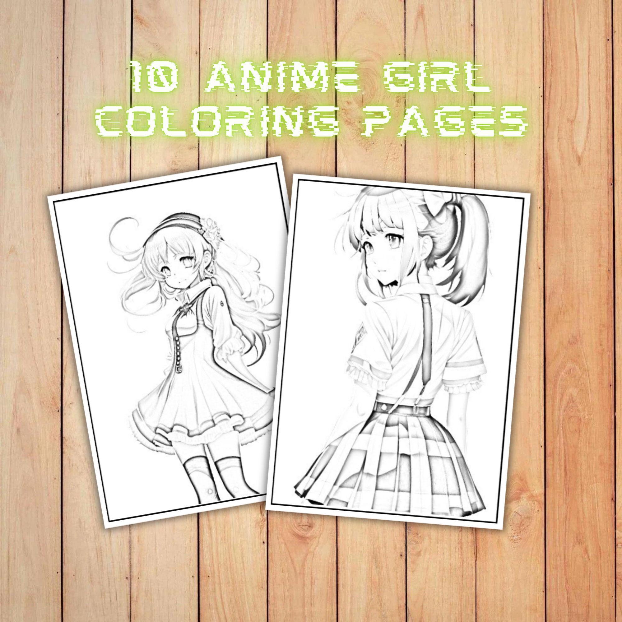 10 Anime Girl Coloring Pages Anime Girl Art Premium Coloring - Etsy