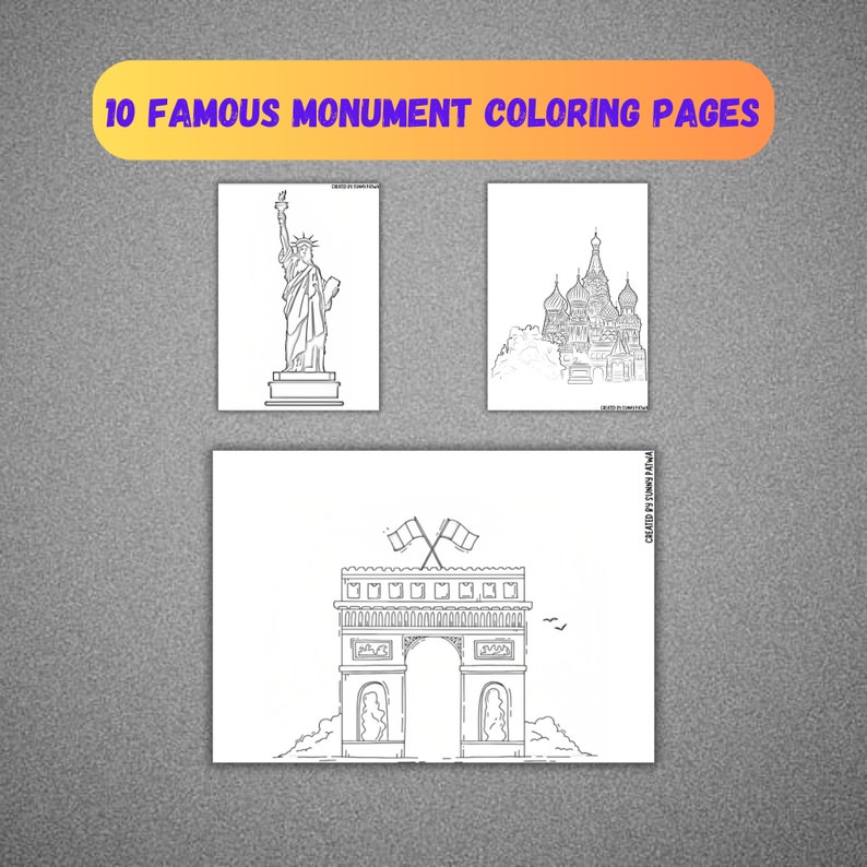 10 Famous Monument Coloring Pages Monument Premium Coloring - Etsy
