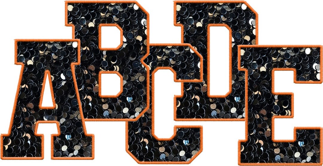 Black and Orange Faux Embroidery Alphabet PNG - Etsy