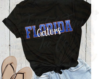 Florida Realistic Faux Embroidery Glitter Sequins, Faux Patch Sport Athletic PNG,DTF Digital ...