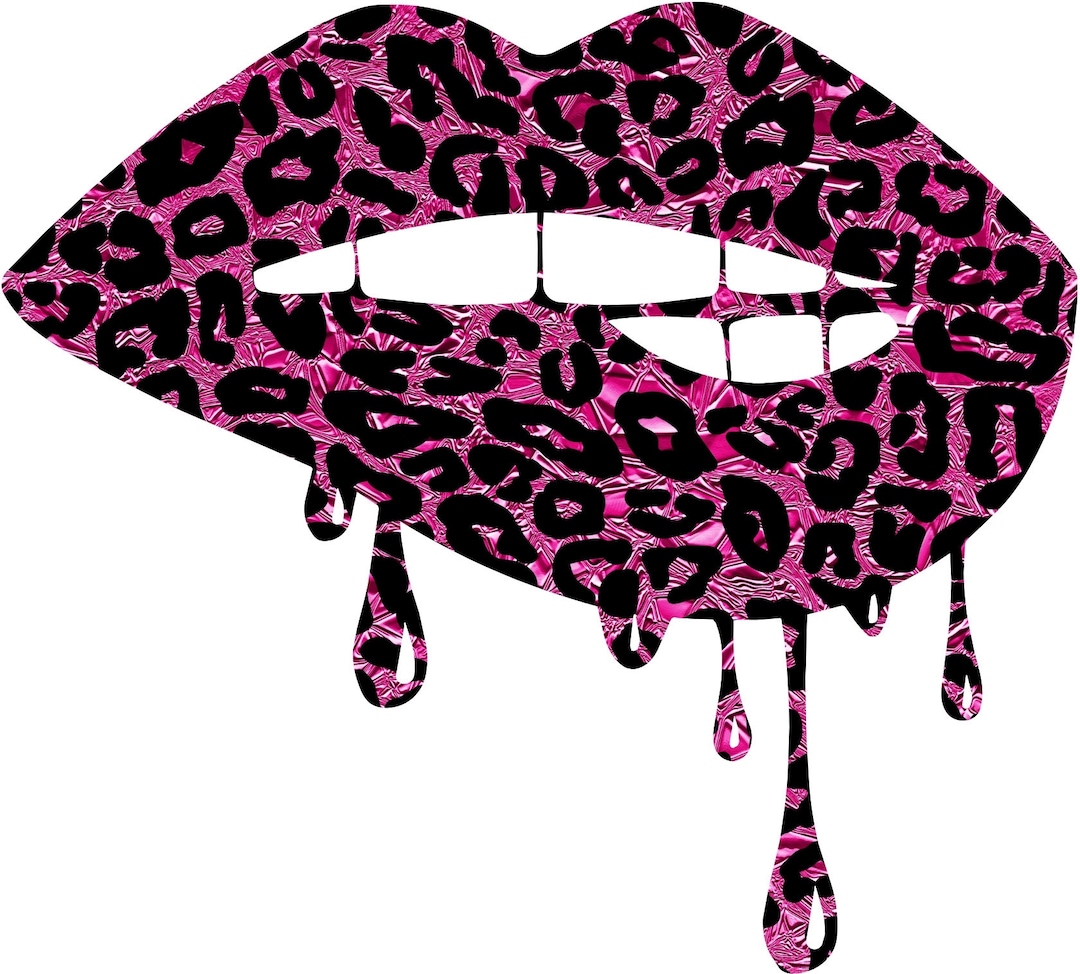 Pink Leopard Drip Lips PNG - Etsy