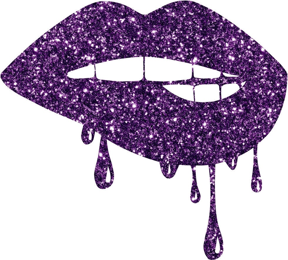 Purple Glitter Drip Lips PNG - Etsy