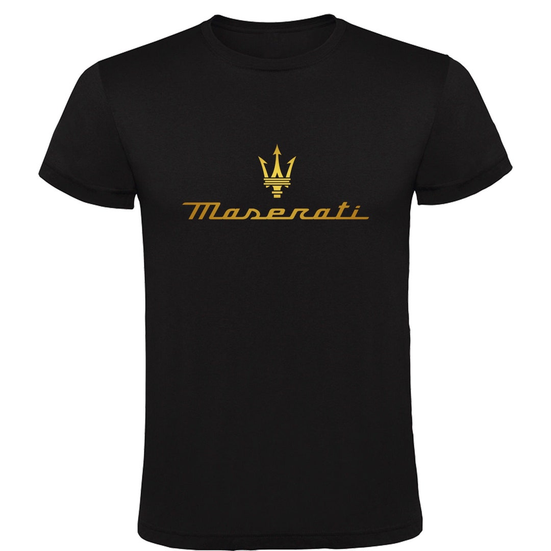 Maserati Gold Logo Unisex T-shirt 100% Cotton Car Enthusiast Gift Tee ...