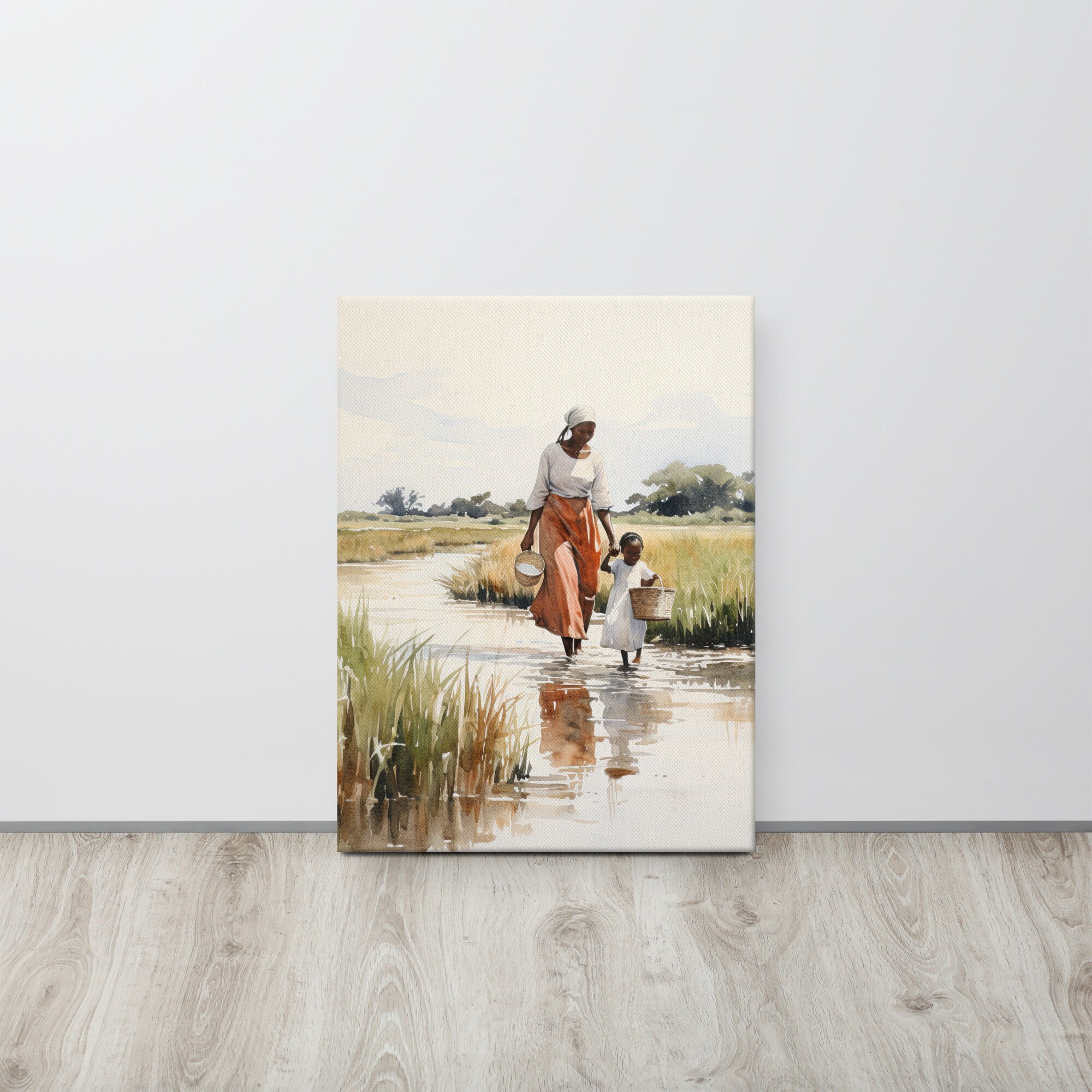 Gullah Art | Original Watercolor Painting | Mother and Child| Canvas ...