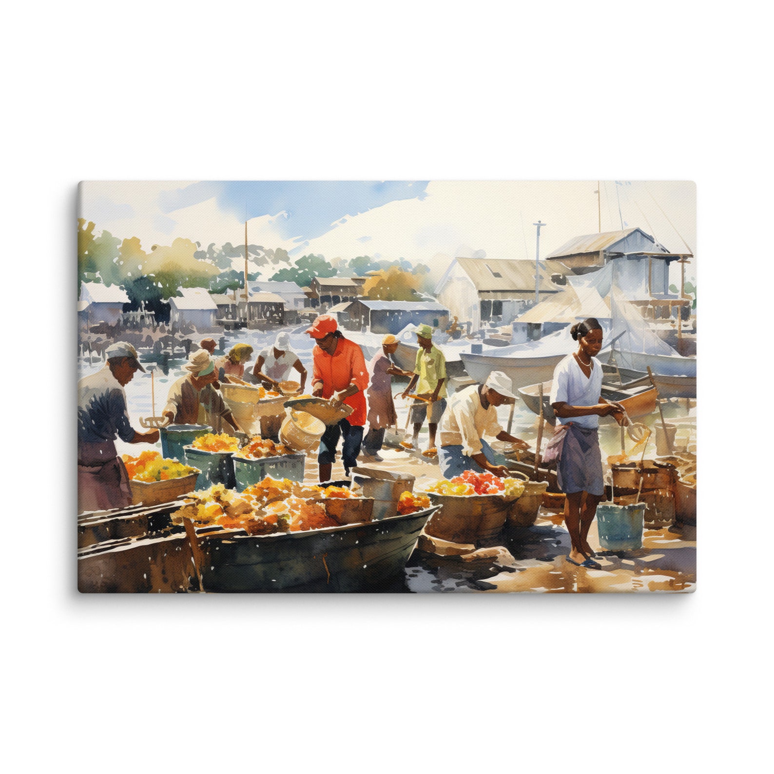 Gullah Art | Original Watercolor Painting | Marketplace II | Canvas ...