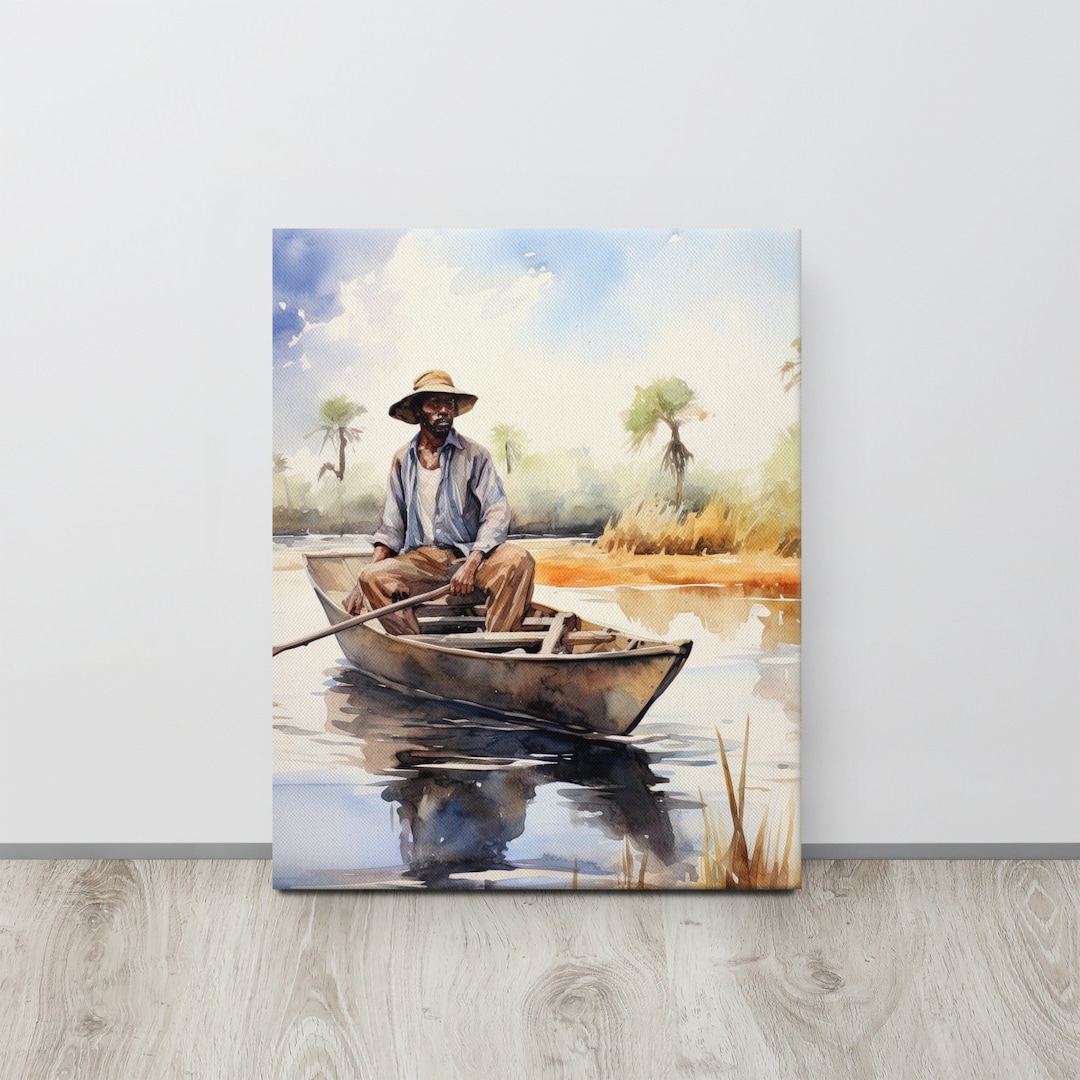 Gullah Art | Original Watercolor Painting | Catching Dinner | Canvas ...