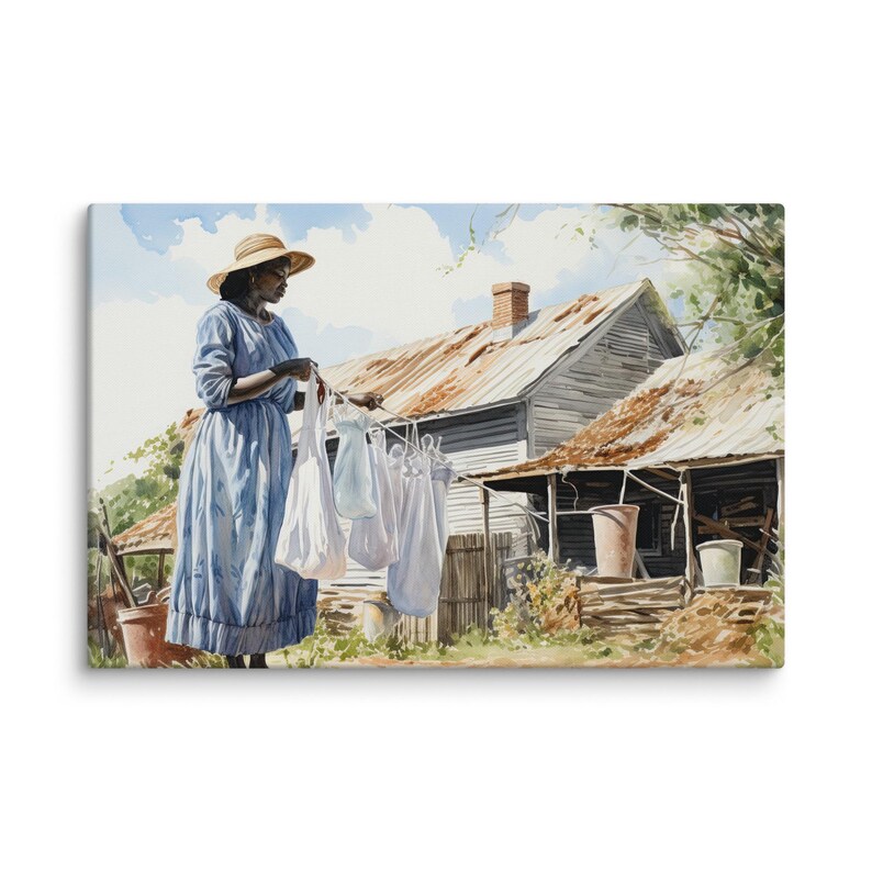Gullah Art Original Watercolor Painting Daily Chores Canvas Print - Etsy