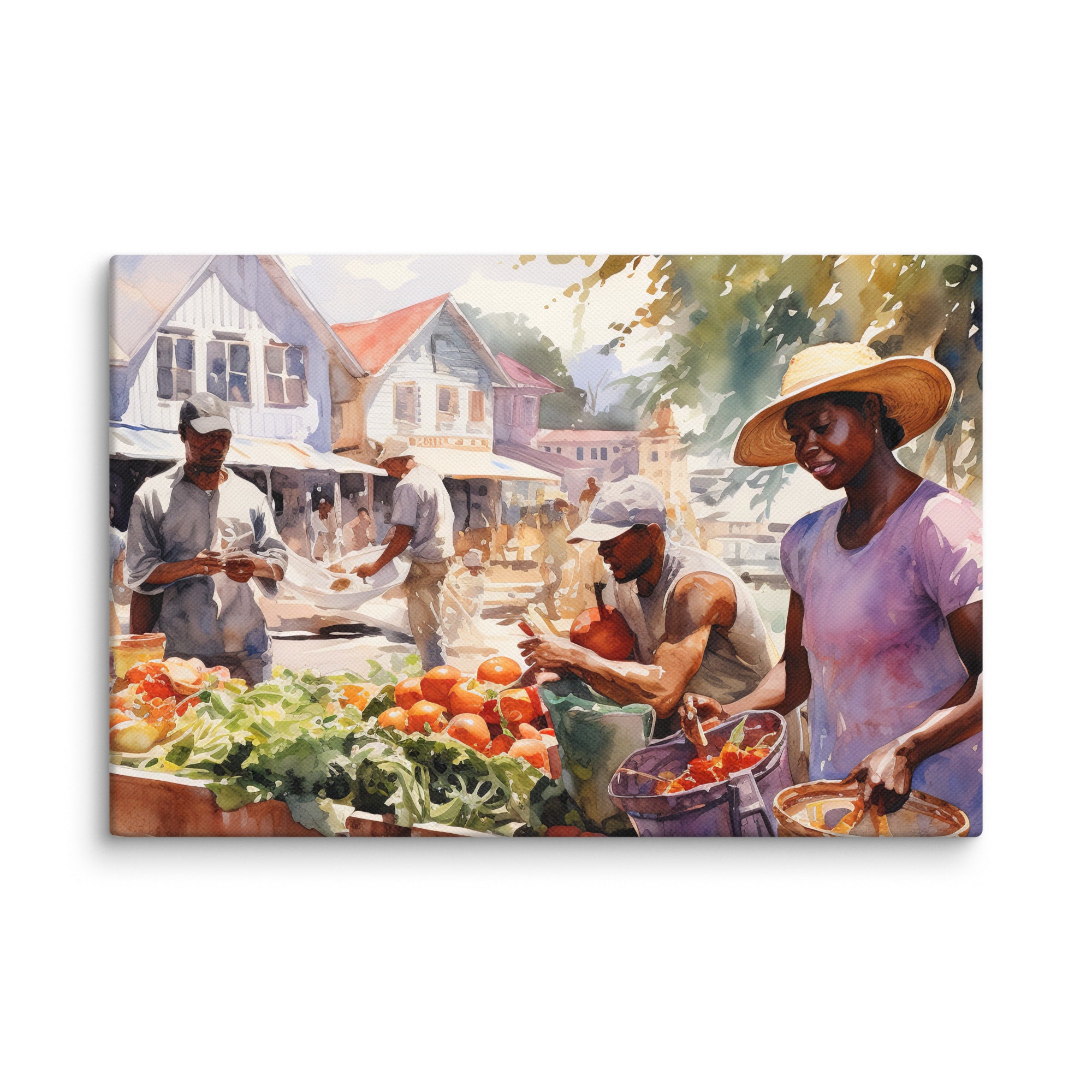 Gullah Art | Original Watercolor Painting | Market | Canvas Print - Etsy