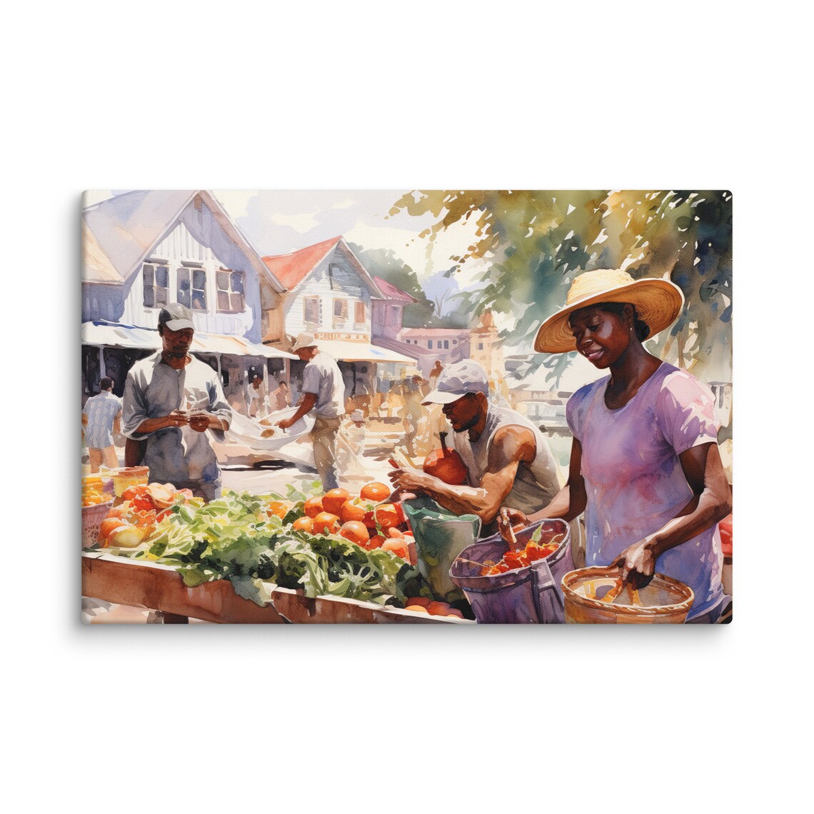 Gullah Art | Original Watercolor Painting | Market | Canvas Print - Etsy