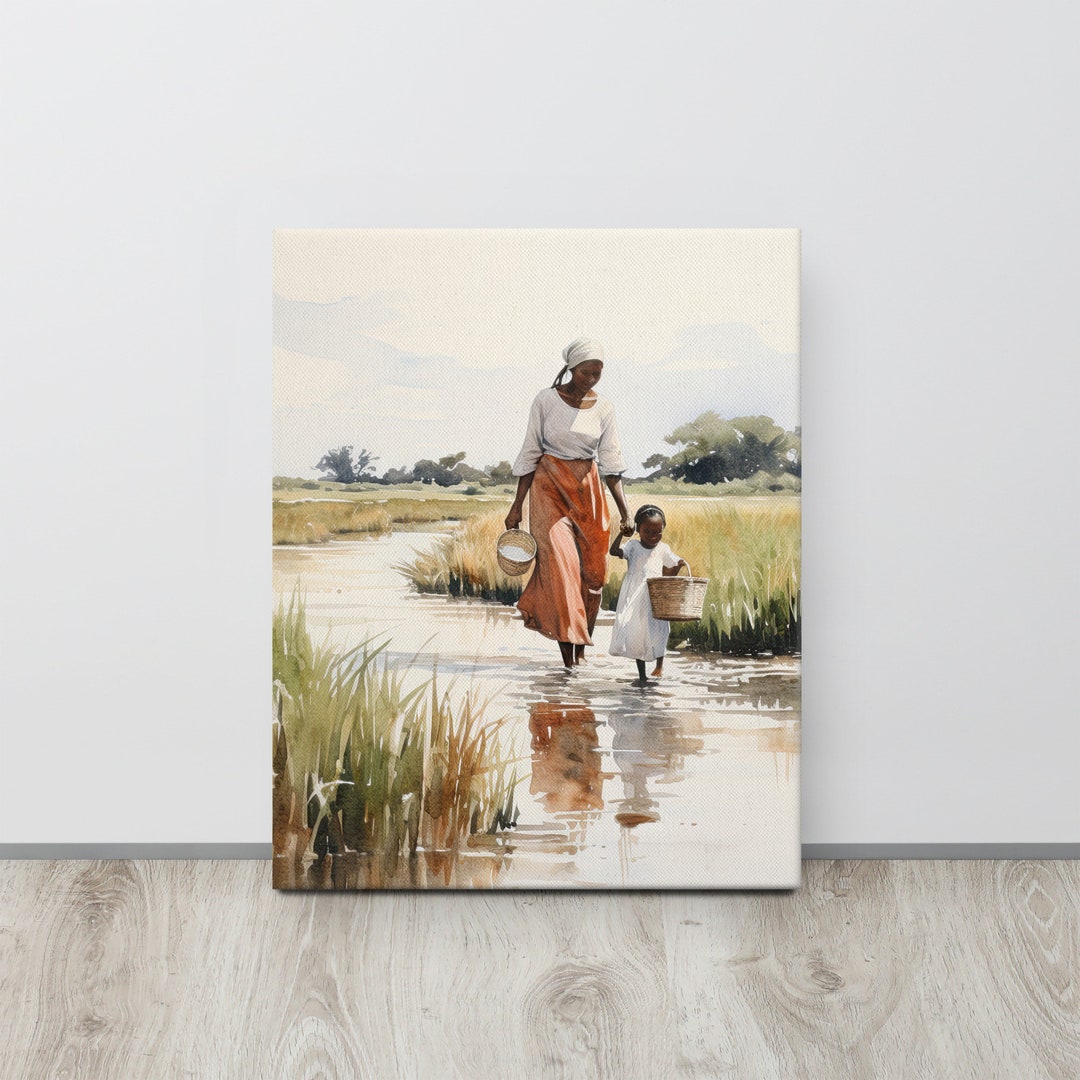 Gullah Art | Original Watercolor Painting | Mother and Child| Canvas ...