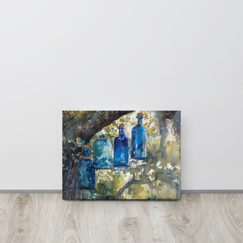 Gullah Art | Original Watercolor Painting | Haint Bottles | Canvas ...