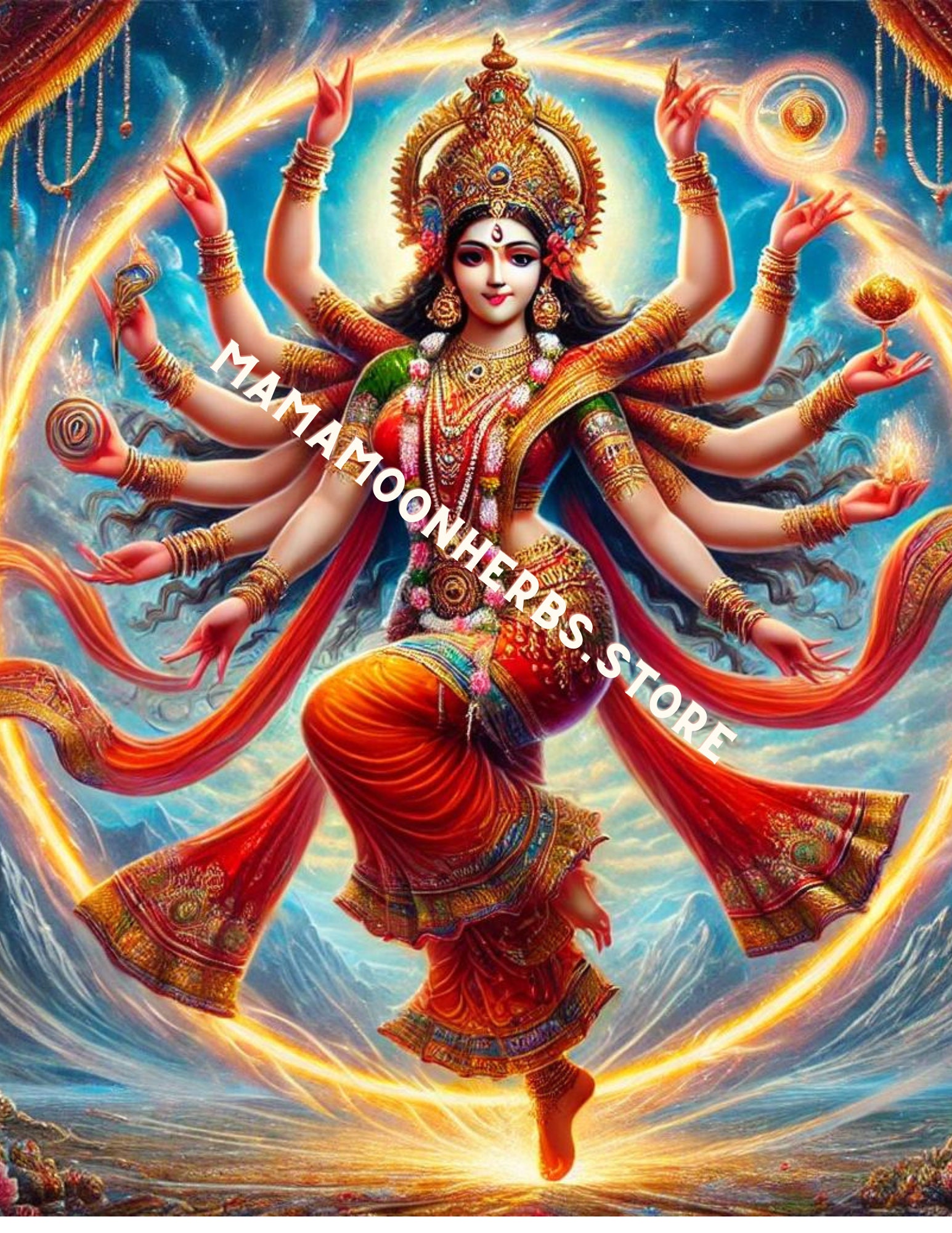 Printable Ma Durga Art | Hindu Goddess Wall Decor | Instant Digital ...