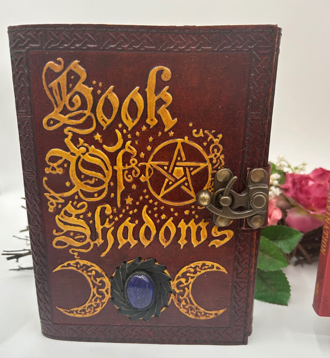 Handmade Leather Book of Shadows With Triple Moon Symbol and Lapis ...