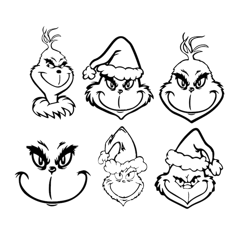 Grinch Faces Outline Png - Etsy