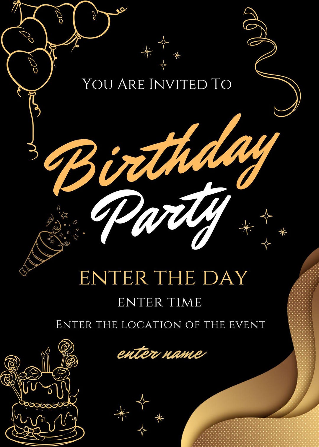 ELEGANT BIRTHDAY PARTY INVITATION - Digital Birthday Party Invitation ...