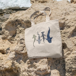Colorful Shark Tote Bag, Tote for Shark Lovers, Ocean Tote Bag, Ocean ...