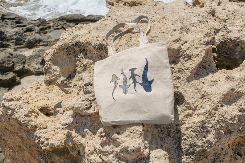 Colorful Shark Tote Bag Tote for Shark Lovers Ocean Tote - Etsy