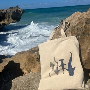 Colorful Shark Tote Bag, Tote for Shark Lovers, Ocean Tote Bag, Ocean ...
