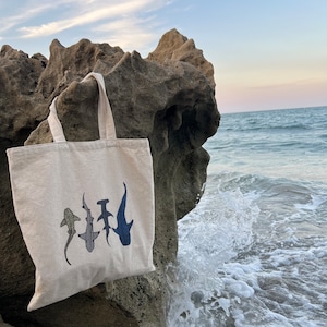 Colorful Shark Tote Bag, Tote for Shark Lovers, Ocean Tote Bag, Ocean ...
