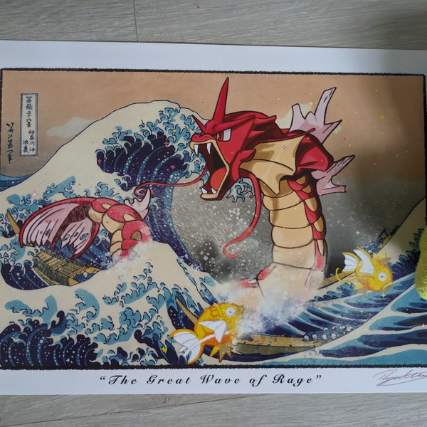 Gyarados Great Wave Poster - Etsy
