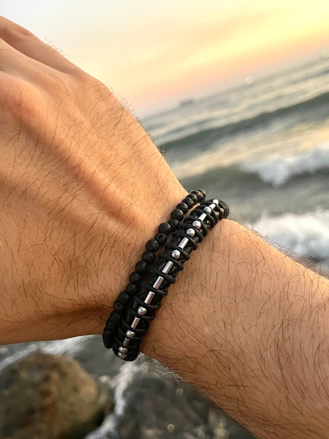 Morse Code Custom Leather Bracelet, Personalized Leather Unisex, for ...