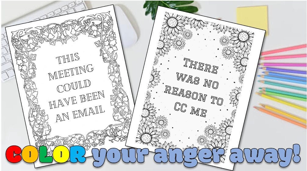 I Hate Work Adult Coloring Sheets to Relieve Stress & Anger Color ...